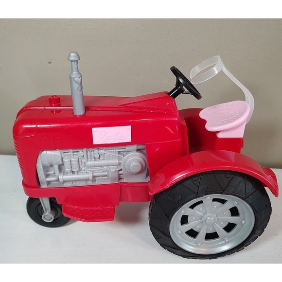 Mattel | Toys | Barbie Red Tractor With Pink Logo And Seat Farm Vehicle ...